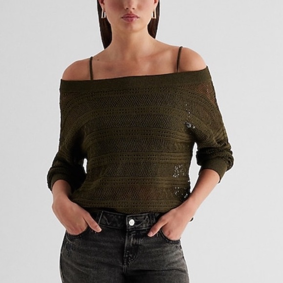 Express | Sweaters | Nwt Express Relaxed Off The Shoulder Crochet ...